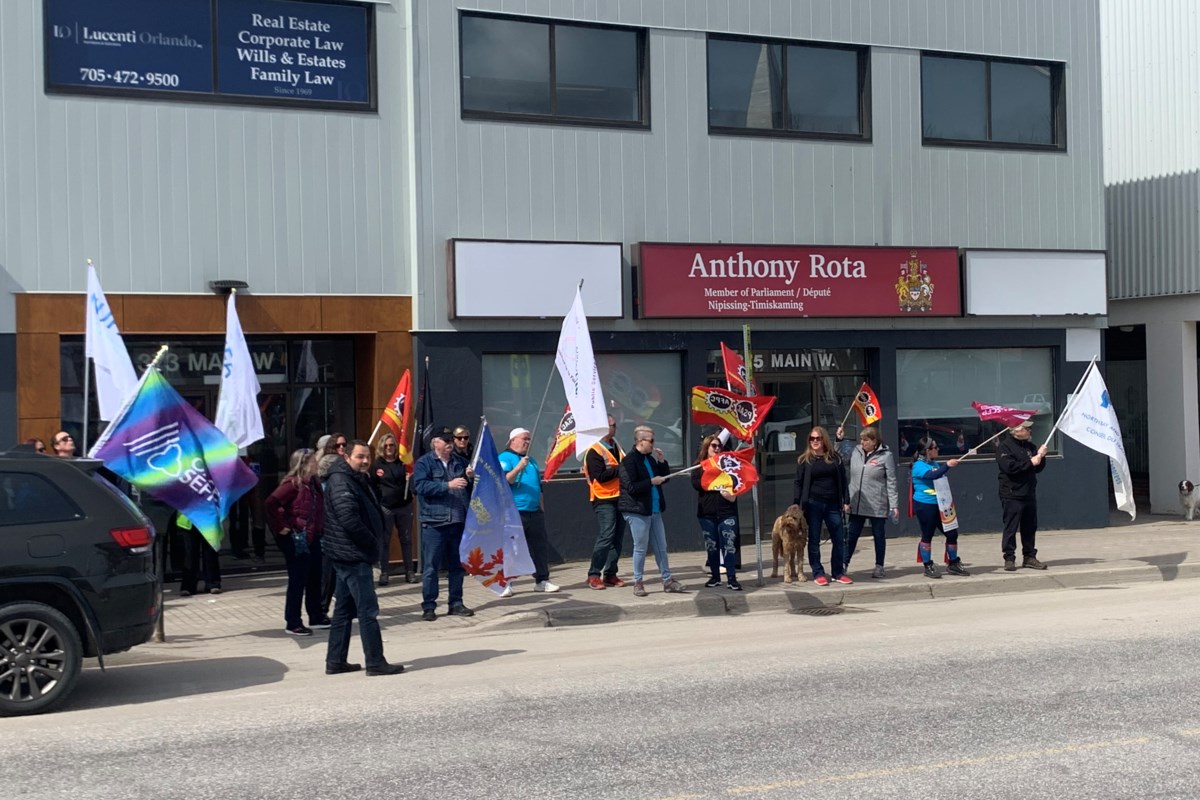 Striking public servants protest outside Rota's office - North Bay News Striking public servants protest outside Rota's office - North Bay News