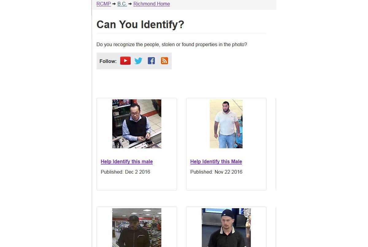 Richmond Mounties Launch Suspect Id Site Richmond News 2423