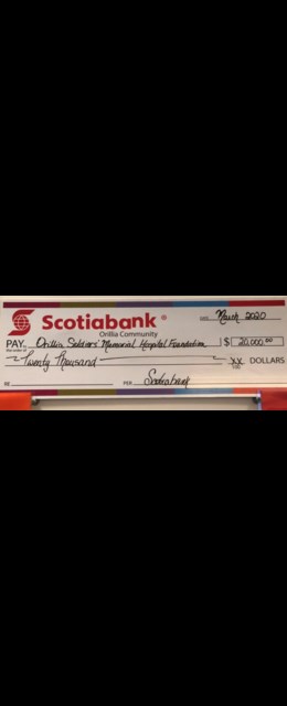 Scotiabank Deposits Final Installment Of Gift At OSMH OrilliaMatters