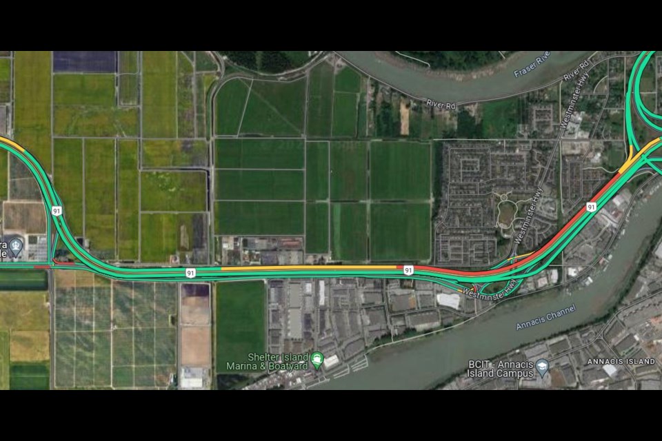 Highway 91 traffic backed up due to Richmond crash - Richmond News Highway 91 traffic backed up due to Richmond crash - Richmond News